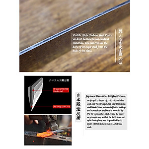 HIDAMOS Professional Damascus Chef Knife Super Sharp Kitchen Knives 73-layer VG-10 Steel Japanese Sushi Knife for Meat/Vegetable with Sheath