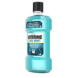 Listerine Cool Mint Antiseptic Mouthwash to Kill 99% of Germs That Cause Bad Breath, Plaque and Gingivitis, Cool Mint Flavor, 1 L (Pack of 2)