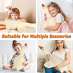 Qicpi 30" Goose Stuffed Animal Weighted Plush Toy 3.2Ibs White Swan Throw Soft Plush Sleeping Pillow Stuffed Animal Toys for Kids Gifts