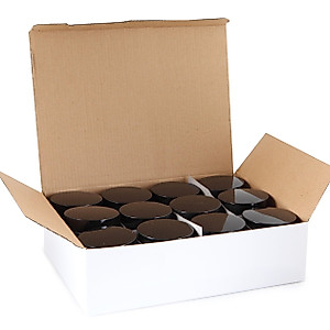 Vivaplex, 12, Amber, 4 oz, Round Glass Jars, with Inner Liners and black Lids