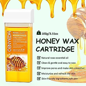 3 IN 1 Roll On Waxing Kit, CENYEDA Hair Removal Triple Roll-On Wax Warmer with 3 Honey Wax Cartridge Depilatory Wax Roller Refill for Legs Arms and Underarm, Upgrade Heating System-Just 13 Mins(Green)