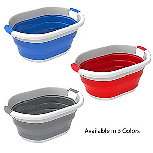 Collapsible Laundry Basket- Space Saving Pop Up Clothes, Multiuse Organizer/Storage Container with Comfort Grip Handles by Lavish Home (Blue)