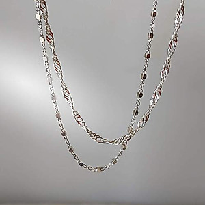 Annika Bella Double Layered Sterling Silver Bracelet, Length 6.5-7.5 Inches, Stranded Satellite Chain Bracelets for Women, Waterproof, Minimalist 925 Women's Bracelet (Twirl and Satellite Chains)