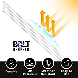 8 Inch White Zip Cable Ties (1000 Bulk Pack), 40lbs Tensile Strength - Heavy Duty, Self-Locking Premium Nylon Cable Wire Ties for Indoor and Outdoor by Bolt Dropper (White)