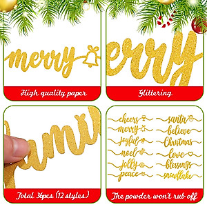 36 Pcs Christmas Place Cards Paper Word Table Decor Table Settings for Christmas Thanksgiving Dining Table Decor Rustic Placecards for Dining Table Cutout Cards Sign for Home(Christmas Style)