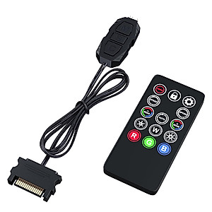 DS Mini ARGB PC Fans Controller Kit with One-to-One Matching Function for Case Fans, PC Rainbow LED Strip, Computer ARGB Fans (3Pin, 14 Key, SATA Power, 5th Gen)