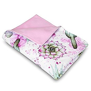 Jaxson's World Watercolor Cactus Baby Blanket | 30x40 Inches | Southwest Succulent Cacti Nursery Decor