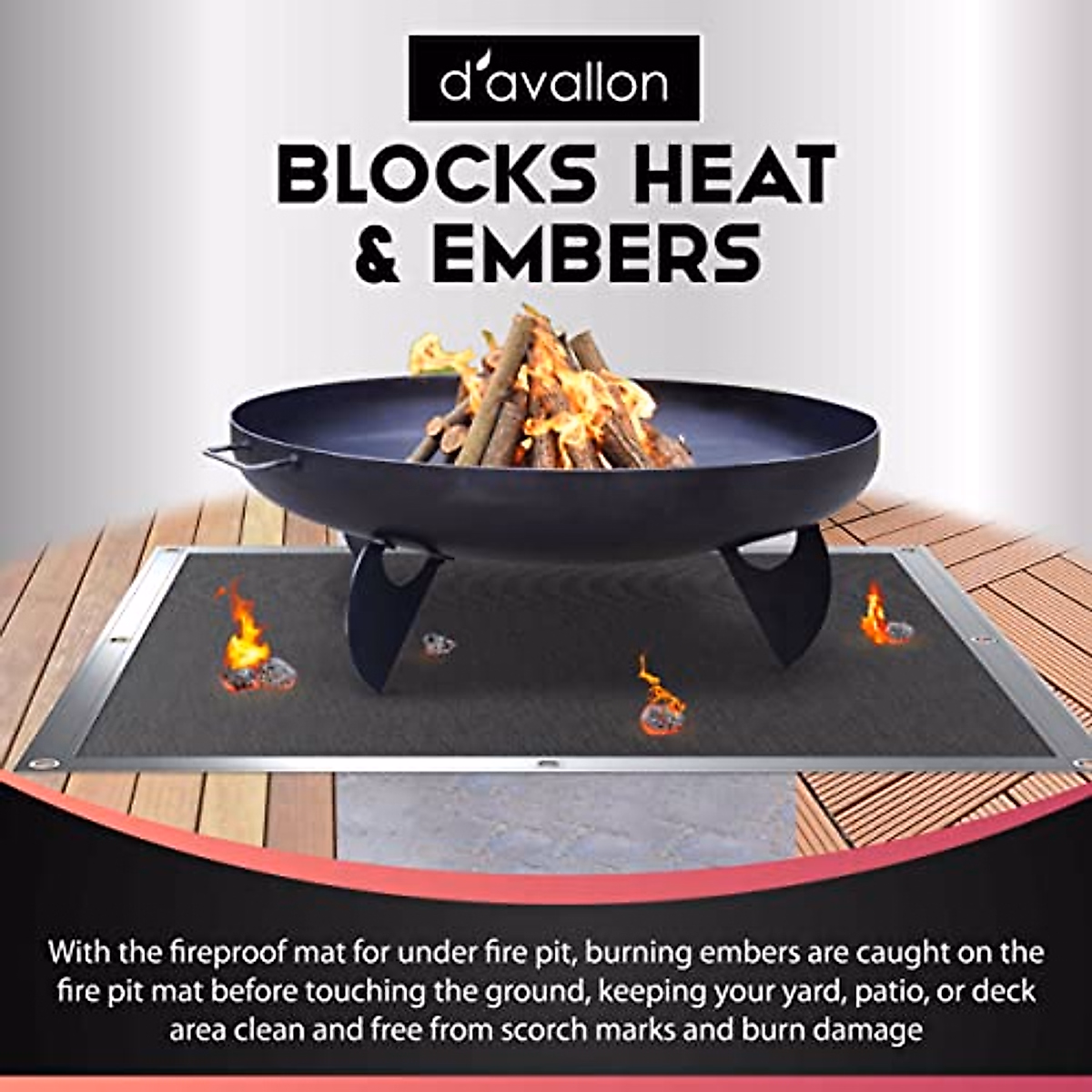 Premium Fire Pit Mat 40"x40" 4 layer, 6mm XtraThick,double sided Heat Shield Insulation, Fireproof Mat, Under Grill Mats, Outdoor Grill or Smoker Firepit Grass & Wood Deck Mat Heat Protector Pad