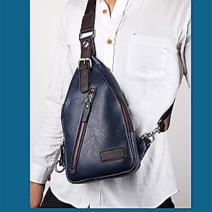 Mens Sling Bags Crossbody Man Women Outdoor Multifunctional Sling Backpack Leather Sling Bag Shoulder Bag For Men Large(3A-Blue,One Size)