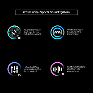 Amazfit PowerBuds True Wireless Bluetooth Earbuds in-Ear Headphones for iPhone Android, Waterproof Earphones with Microphone, Heart Rate Monitoring, Noise Canceling, Sports Sound System, Black