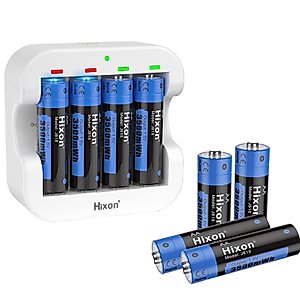 Hixon 1.5V Rechargeable AA Lithium Batteries,8 Pack Double A Li-ion Batteries with Ultra Fast AA Battery Charger,3500mWh High-Capacity Long-Lasting,Max 3A Current[8AA+1Charger]
