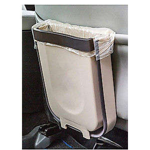 VidiGi -2 Pack Brown Hanging Trash Can | Small Waste Basket Garbage Bin 2.4 Gallon | Collapsible Mini Garbage Bin Bedroom Bathroom | Wall Mounted Folding Waste Bin Kitchen Cabinet Door Hanging