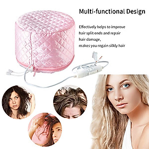 Hair Care Cap, 110V Yomagine Pink Hair Heat Treatment Cap, Deep Conditioning Heat Cap, Thermal Treatment Caps for Hair Spa, Beauty Steamer Nourishing Hat for Family Personal Care