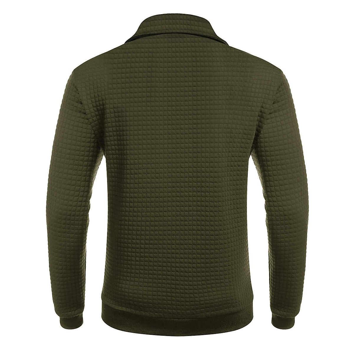 COOFANDY Mens Quarter Zip Sweatshirt Long Sleeve Casual Waffle Pullover Sweatshirt with Pocket Army Green