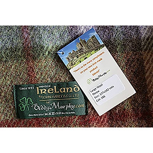 Genuine Irish, 100% Wool Throw & Toss Blanket, Traditional Plaid Print, Soft Warm Heirloom Quality Lambswool, Imported from Ireland, 54" x 72" Inches, Green