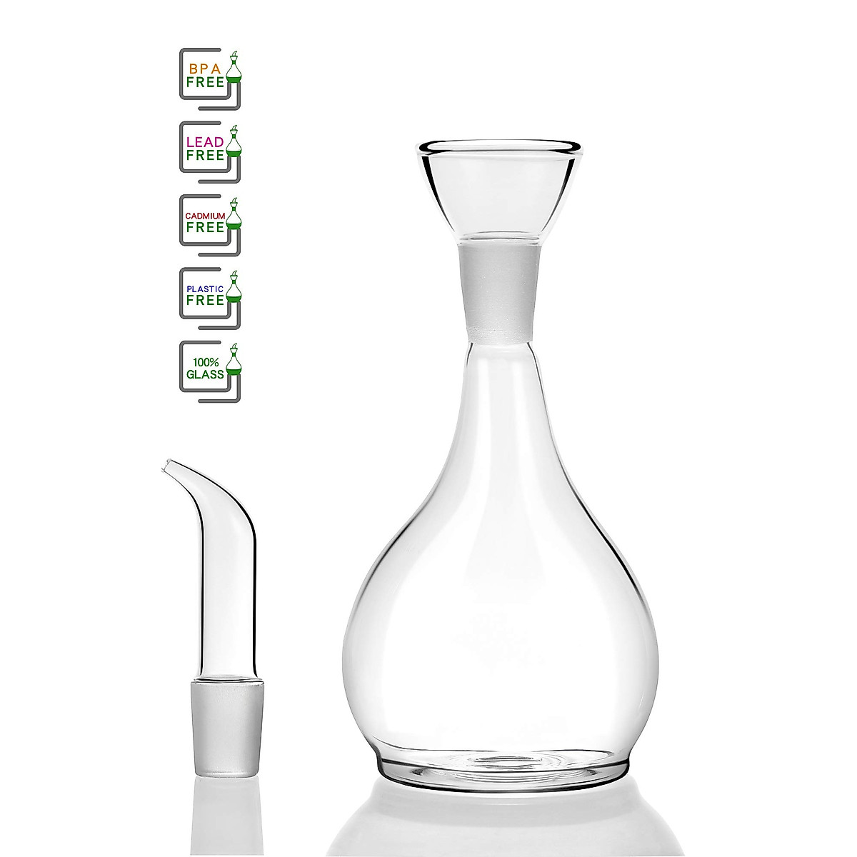 HAIZEEN 13ounce/ 380 ml Clear Glass Olive Oil Dispenser Bottle - Oil & Vinegar Cruet with Pourers and NO Funnel Needed - Olive Oil Carafe Decanter for Kitchen and BBQ