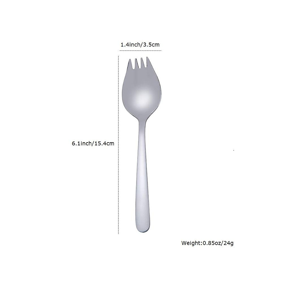 COMIART Stainless Steel Sporks, 6.1 Inch Fork Spoon 2 in 1 for Elderly Household Use Camping Travel Hiking Party, Flatware for Spaghetti Salad Fruit Appetizer Ice Cream Dessert, Pack of 4