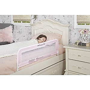 Dream On Me Adjustable Mesh Bed Rail in Pink, Two Height Levels, Breathable and Durable Fabric, Lightweight and Portable Bed Rail for Toddlers, Double Pack