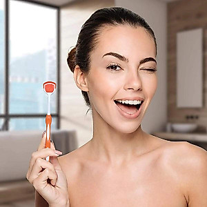 Tongue Brush, Tongue Scraper, Tongue Cleaner Helps Fight Bad Breath, 3 Tongue Scrapers, 3 Pack (Blue & Orange & Red)