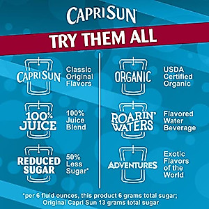 Capri Sun Roarin' Waters Wild Cherry Ready-to-Drink Juice (40 Pouches, 4 Boxes of 10)