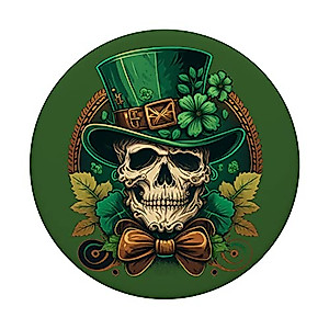 Sugar Skull St Patricks Day Irish Skull Leprechaun PopSockets Swappable PopGrip