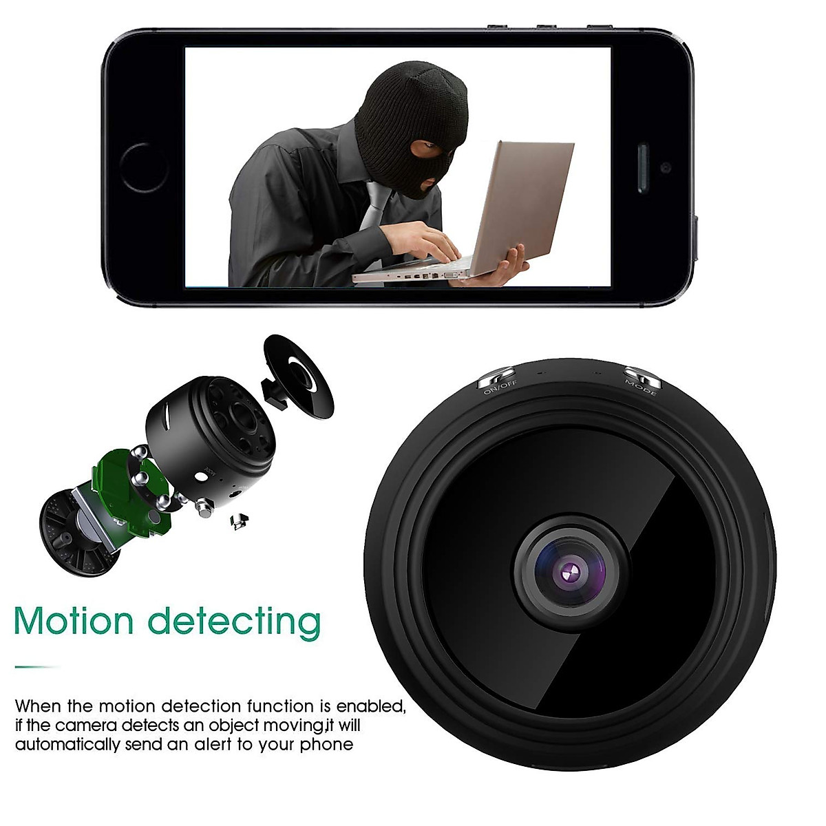 Mini Spy Camera Wireless Hidden Home WiFi Security Cameras with App 1080P, Bundle Night Vision Indoor Outdoor iPhone/Android Phone Small Nanny Cam for Cars etc
