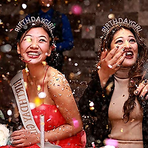 AOPRIE Birthday Crown for Women with Sash Rose Gold Birthday Tiara for Women Birthday Girl Headband Princess Crown Rhinestone Happy Birthday Accessories