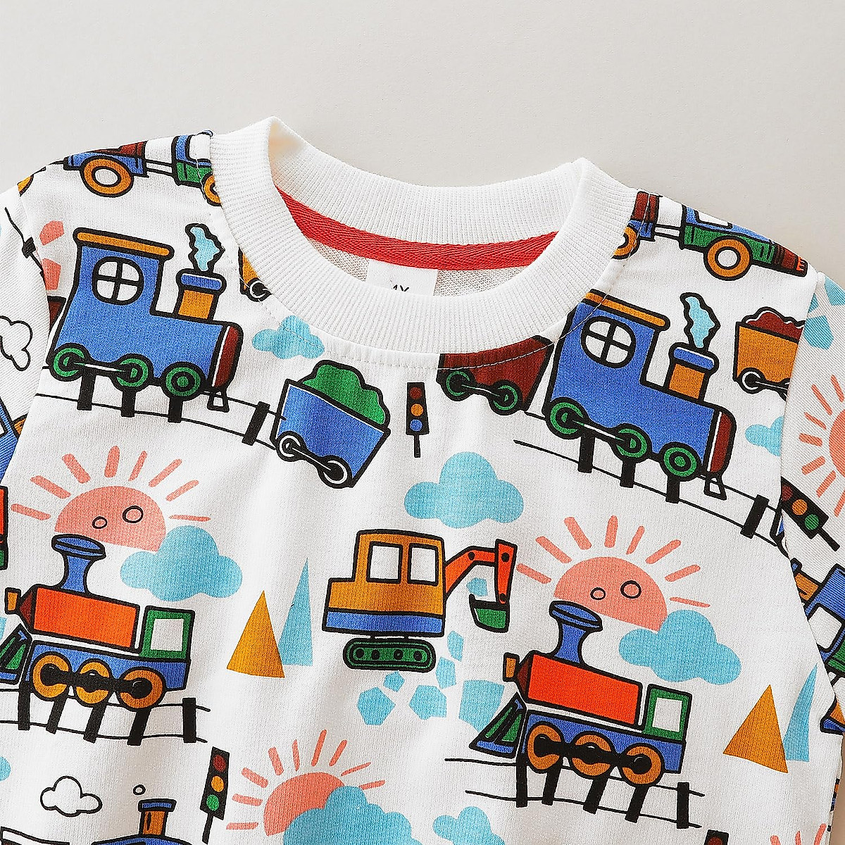 Bumeex Kids Toddler Boy Sweatshirt Hoodie Clothes Fall Winter Crewneck Long Sleeve Shirt Top Sweater Clothing Outfit White Train Boden 5t