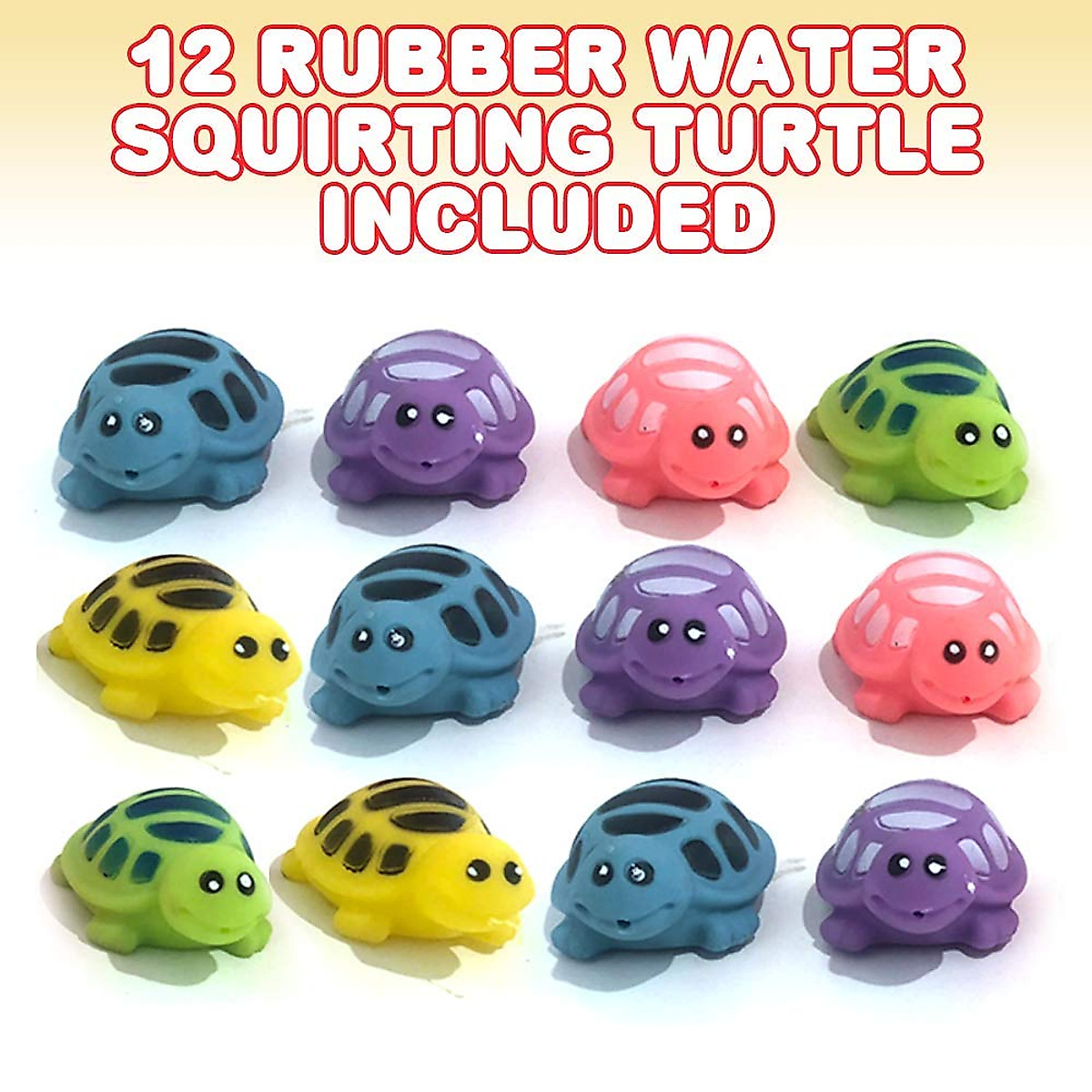 ArtCreativity Rubber Water Squirting Turtles, Pack of 12, Bathtub and Pool Toys for Kids, Safe and Durable Water Squirters, Birthday Party Favors, Goodie Bag Fillers