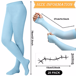 Didaey Costume Accessories Include 20 Sheets Halloween Scars Stitches Tattoos Solid Colored Opaque Footed Tights Arm Compression Sleeves Halloween False Lashes for Women