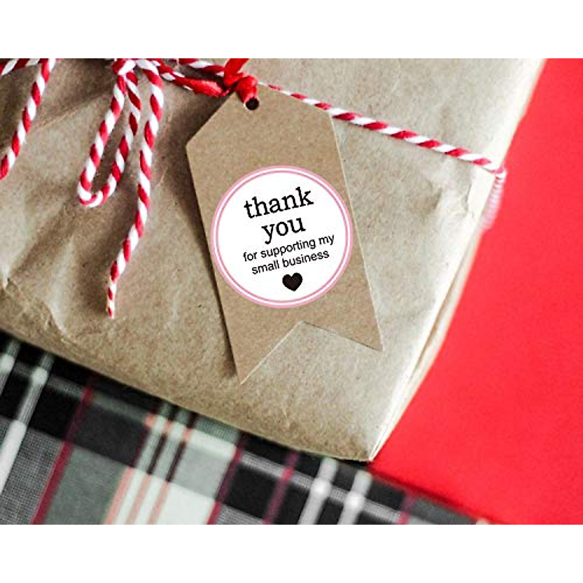 1.5 Inch Pink Merry Christmas Thank You for Supporting My Small Business Stickers with Hearts - Heart Thank You Present Gift Labelsfor Envelope Sealing,Business Packaging and Gift Wrap 500Pcs