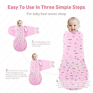 Knirose 3-Way Adjustable Wearable Swaddle Blanket Sleep Sack, Easy Diaper Changing Transition Sleeping Bag Swaddles with Bottom Zipper, Infant Wrap Blankets for Newborn Baby Boys Girls, 100% Cotton