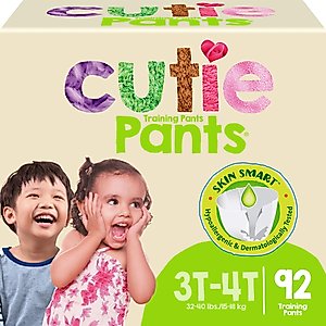 Cuties 3T/4T Potty Training Pants for Girls and Boys, Hypoallergenic with Skin Smart, 92 Count