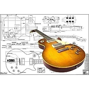 Plan of Les Paul '59 Electric Guitar - Full Scale Print by ALS