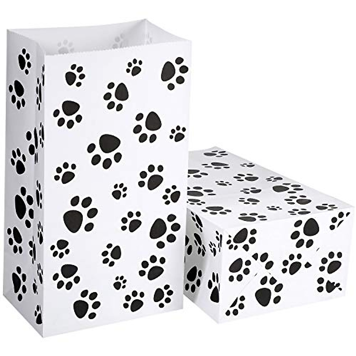 36 Pack Dog Paw Print Gift Paper Bags Dog Paw Print Treat Bags, Paw Print Gift Bags Dog Party Favors Paw Print Goodie Bags Dog Gift Bags Cat Treat Bags for Puppy Pet Treat Party Favor(White Black)