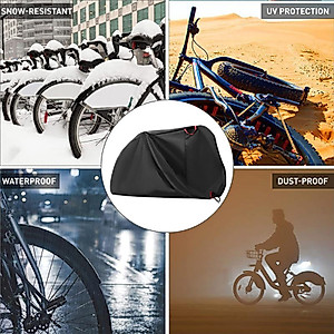 BAHULA Bike Cover Outdoor Storage Waterproof, 210D Heavy Duty Bicycle Cover, Mountain Road Bike Cover with Lock Holes - Dust, Rust, and UV Protection,Black,190X65X98cm