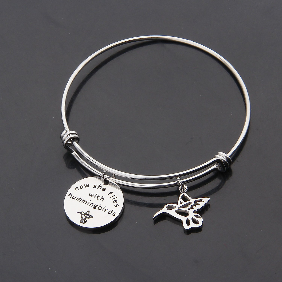 ENSIANTH Now She Flies with Hummingbirds Brcelet Hummingbird Memorial Jewelry Sympathy Gift for Her (Hummingbirds Bracelet)