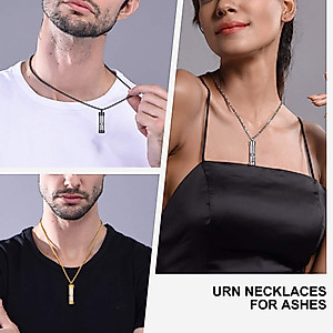 Richsteel Black Hourglass Cremation Jewelry for Ashes Grandma Husband Dog Urn Pendant Necklace with Spiga Chain 22''