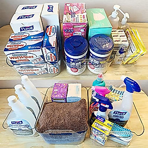 Clear Storage Bins for Organizing,3 Pack Large Size Kitchen Plastic Bin,Multi-Use Organizer Bins for Pantry/Home/Bathroom/refrigerator/Cabinet,The SOHO Collection with handles Stackable container