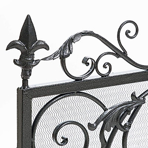 Christopher Knight Home Wilmington Fireplace Screen, Silver Flower On Black