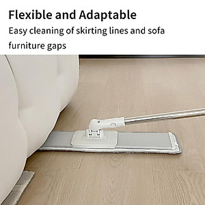 CQT Commercial Flat Microfiber Floor Mop Cleaning System 20" Inch Wet Dry and Dust Hardwood with 4 Washable Pads Cleaner for Laminate Tile Stainless Steel Handle and Extension (PT15 New)