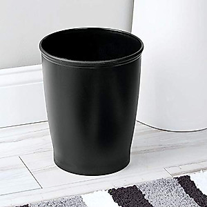 iDesign - 93437 iDesign Kent Plastic Wastebasket, Small Round Plastic Trash Can for Bathroom, Bedroom, Dorm, College, Office, 8.25" x 10", Black