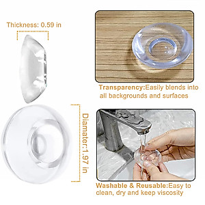 Door Stopper Wall Protector, Adhesive Bumper Protector, Reusable Rubber Door Stops from Door Knobs, Shock Absorbent Wall Shield for Door Handle (Clear-4 Pcs)