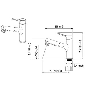LAZ HOME Bathroom Sink Faucet with Pull Out Sprayer,Three Water Flow Modes Brass Single Handle Black Bathroom Basin Faucet for Hot and Cold Water Vanity Basin Faucet with Sprayer