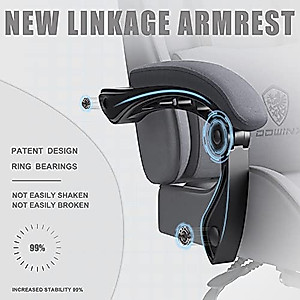 Dowinx Gaming Chair Fabric with Pocket Spring Cushion, Massage Game Chair Cloth with Headrest, Ergonomic Computer Chair with Footrest 290LBS, Grey