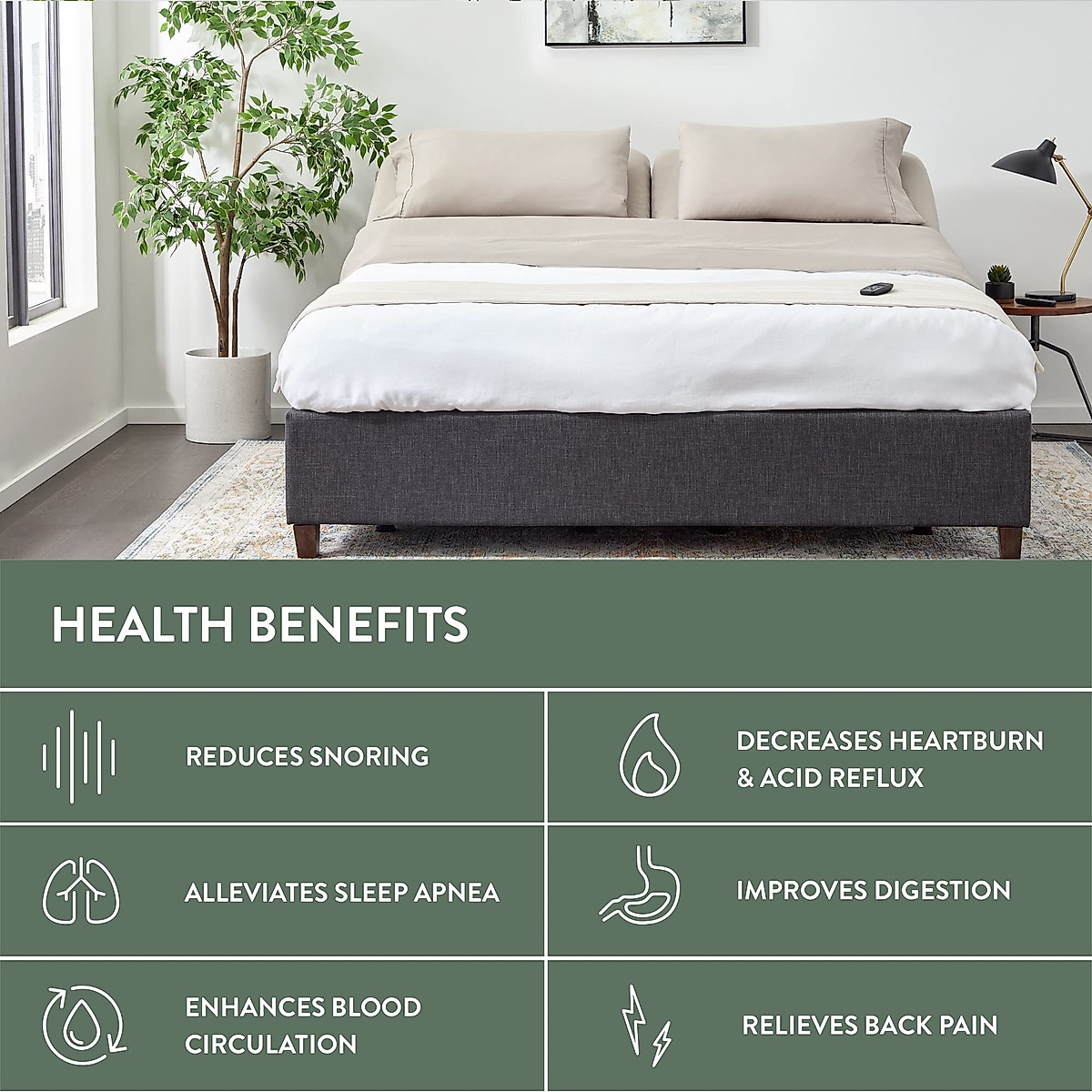Edenbrook Adjustable Bed Frame - Twin XL Adjustable Bed Frame - Platform Bed Compatible, Upholstered, Quiet Motor, Wireless Remote