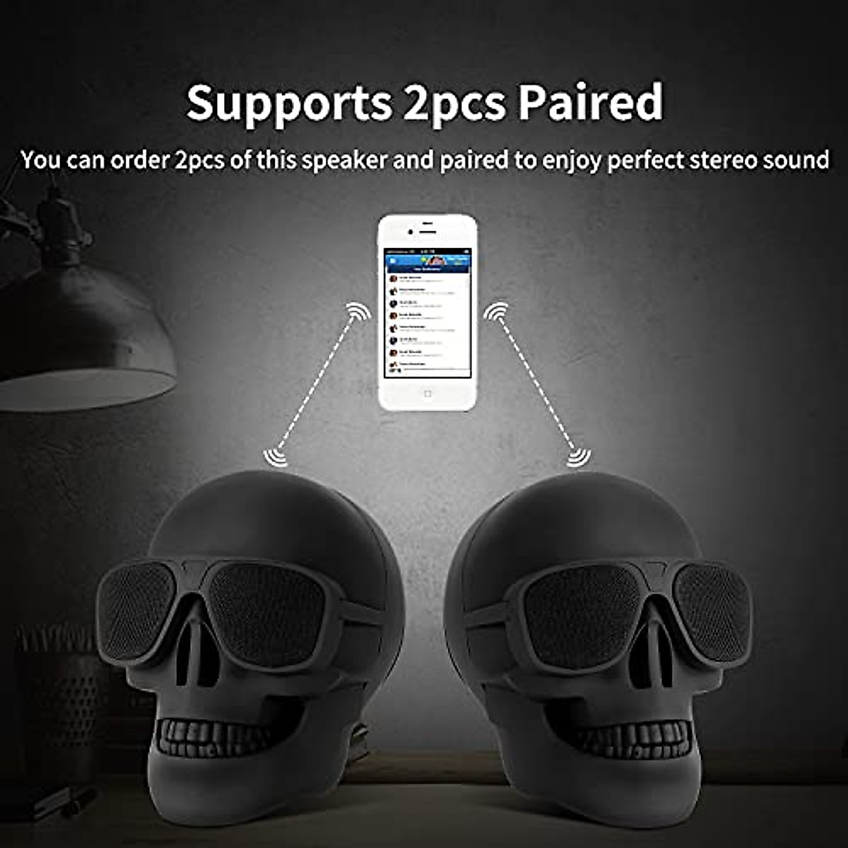 YSEECHENS Skull Speaker Portable Bluetooth Speakers 8W Output Bass Stereo for Desktop PC/Laptop/Mobile Phone/MP3/MP4 Player