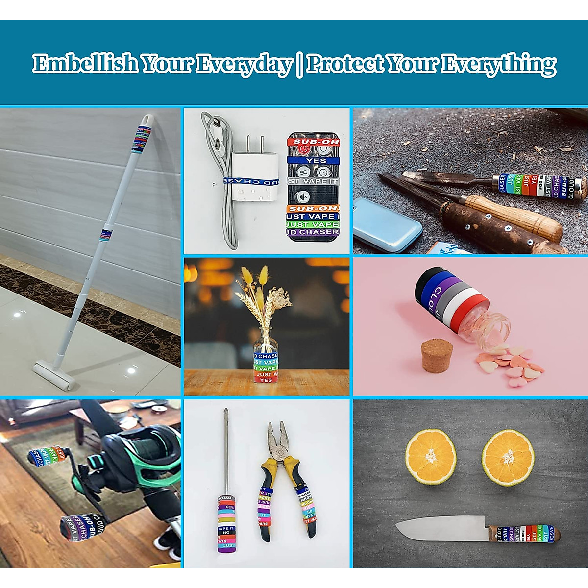 Silicone Handle Band Anti Slip Rubber Ring,Racket Handle Grip Fix Ring,for Slingshot Fishing Rod Bicycle Grip Cool Decoration(10Pcs Random Mixed)