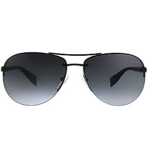 Prada Linea Rossa PS 56MS DG05W1 Black Metal Aviator Sunglasses Grey Polarized Lens