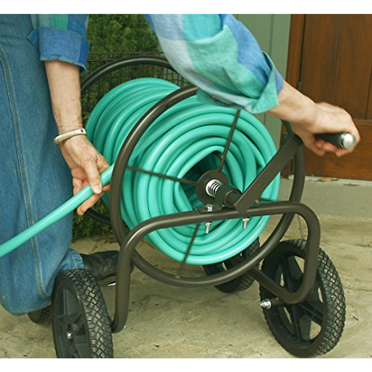 Liberty Garden Products Garden 871-S Residential Grade 4-Wheel Garden Hose Reel Cart, Holds 250-Feet of 5/8-Inch Hose - Bronze